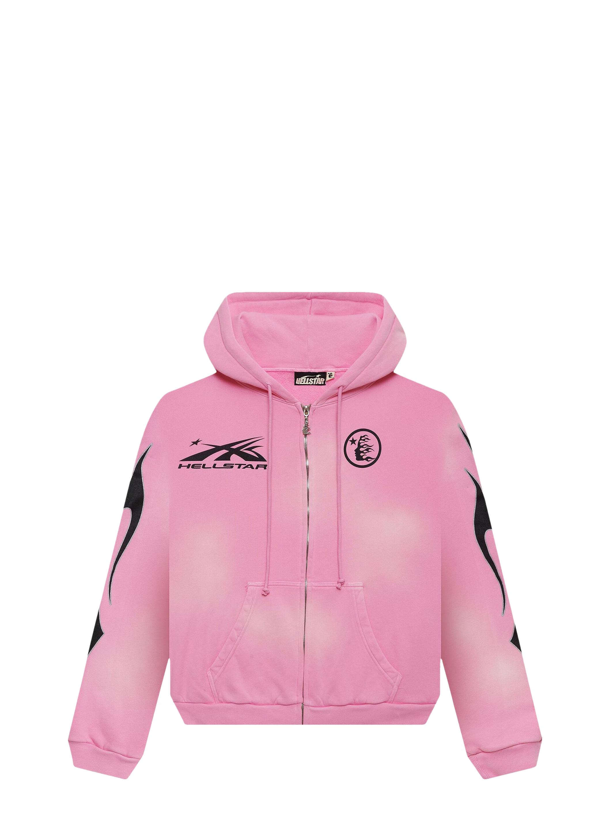 Hellstar Sports Flame Zip-Up Hoodie - Pink | Editorialist