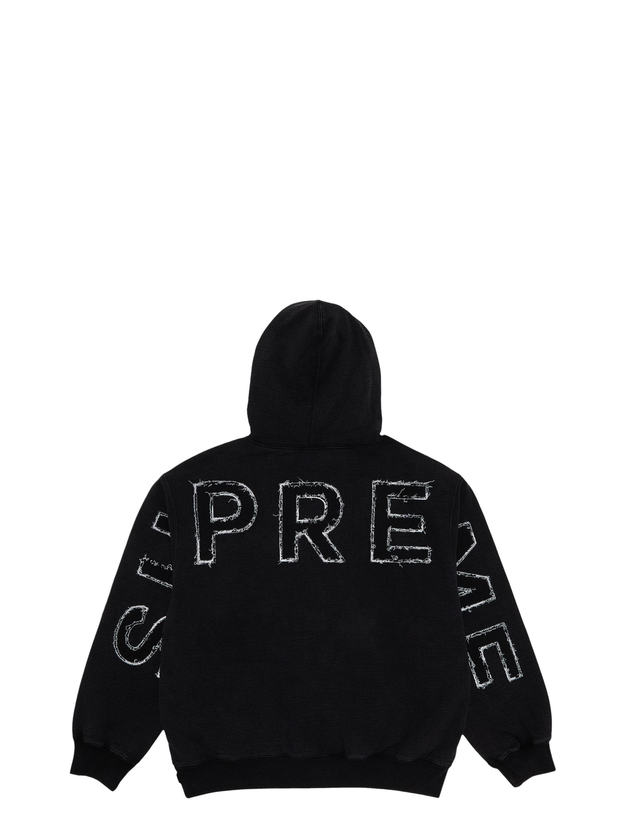 Supreme Frayed Hooded Sweatshirt - Black | Editorialist