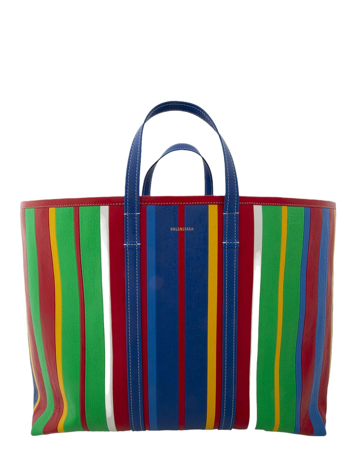 Balenciaga Barbes East-west Striped Tote Bag - Blue | Editorialist
