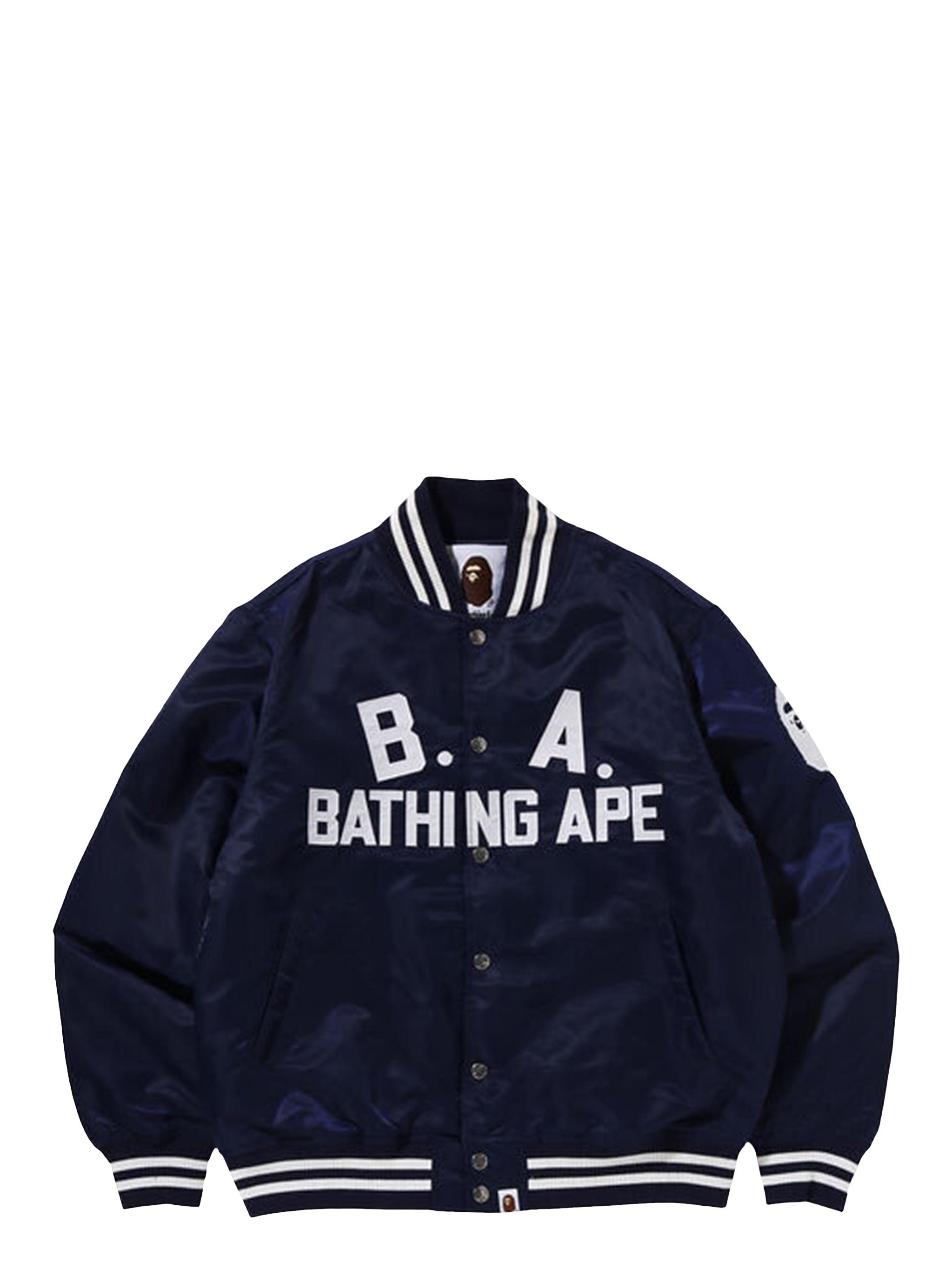 A Bathing Ape B.A. Nylon Varsity Jacket - Blue | Editorialist