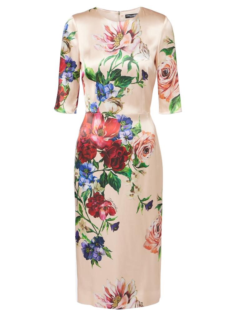 DOLCE & GABBANA DOLCE & GABBANA Floral Satin Midi Dress