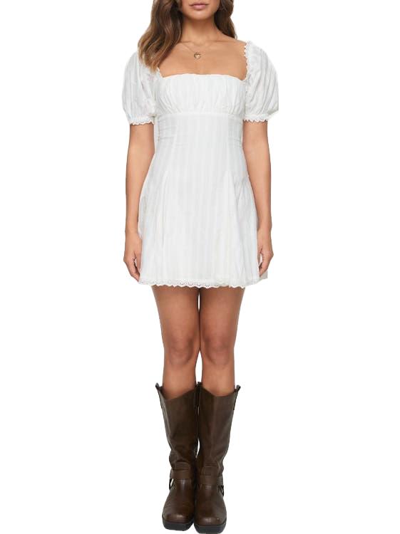 elegant dresses for woman Rosebud Broderie Off The Shoulder Mini Dress | White | Womens main image 1