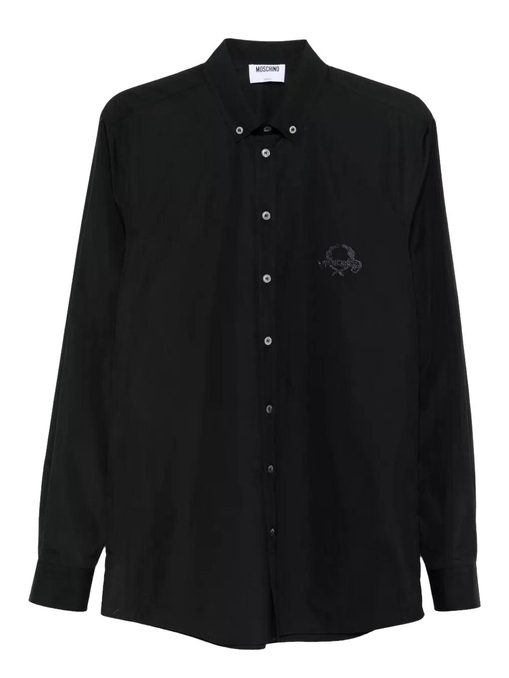 MOSCHINO logo-embroidered cotton shirt
