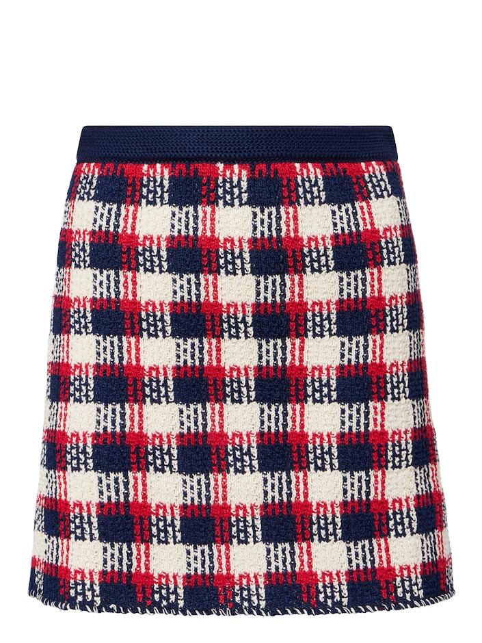 VALENTINO Checked Cotton Miniskirt