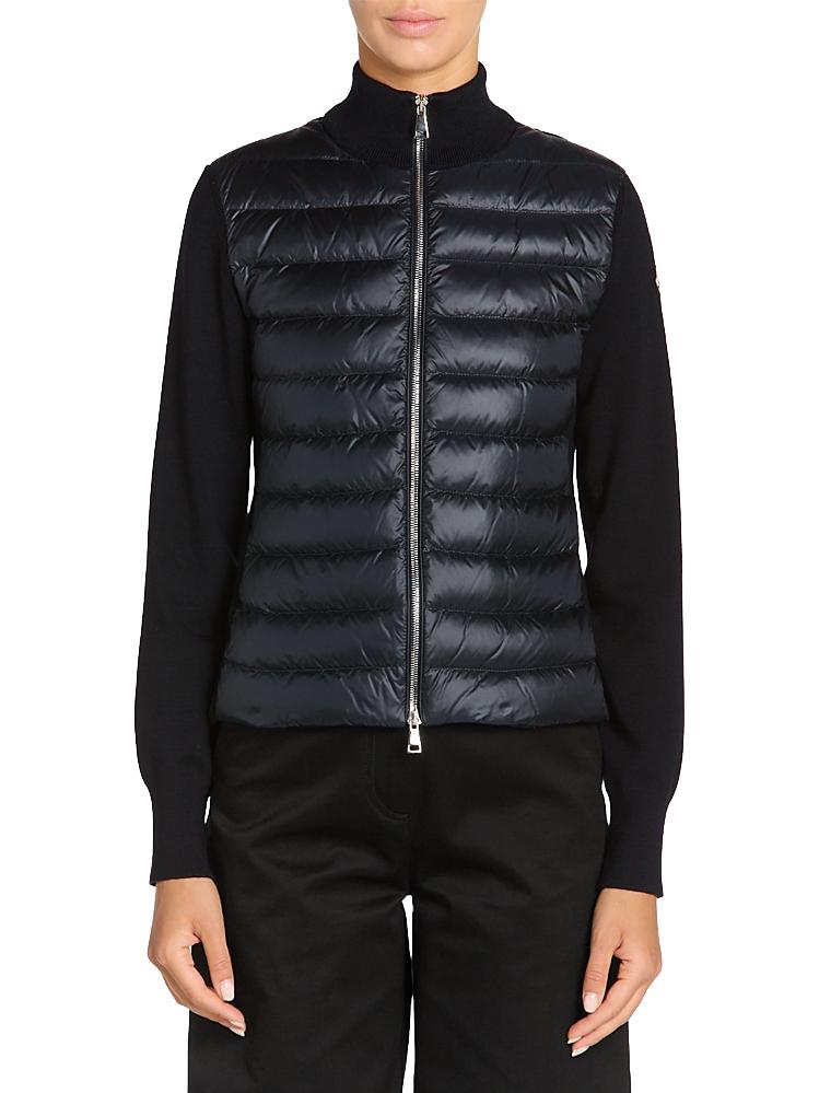 MONCLER Moncler Quilted Down and Wool Knit Cardigan