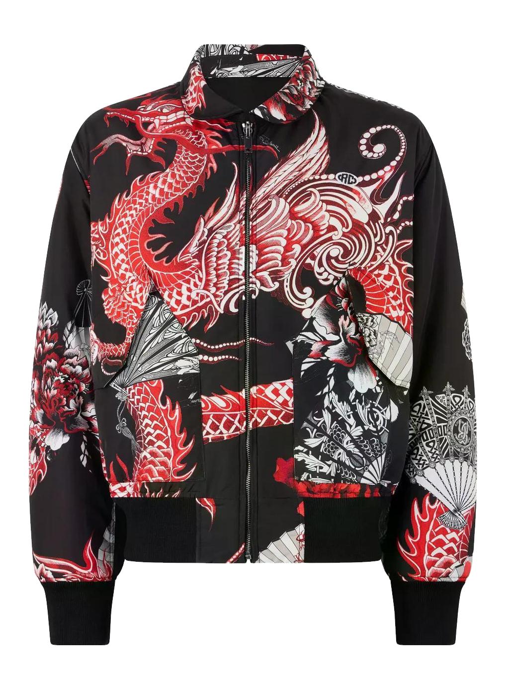 ROBERTO CAVALLI Dragon-Print Reversible Bomber Jacket