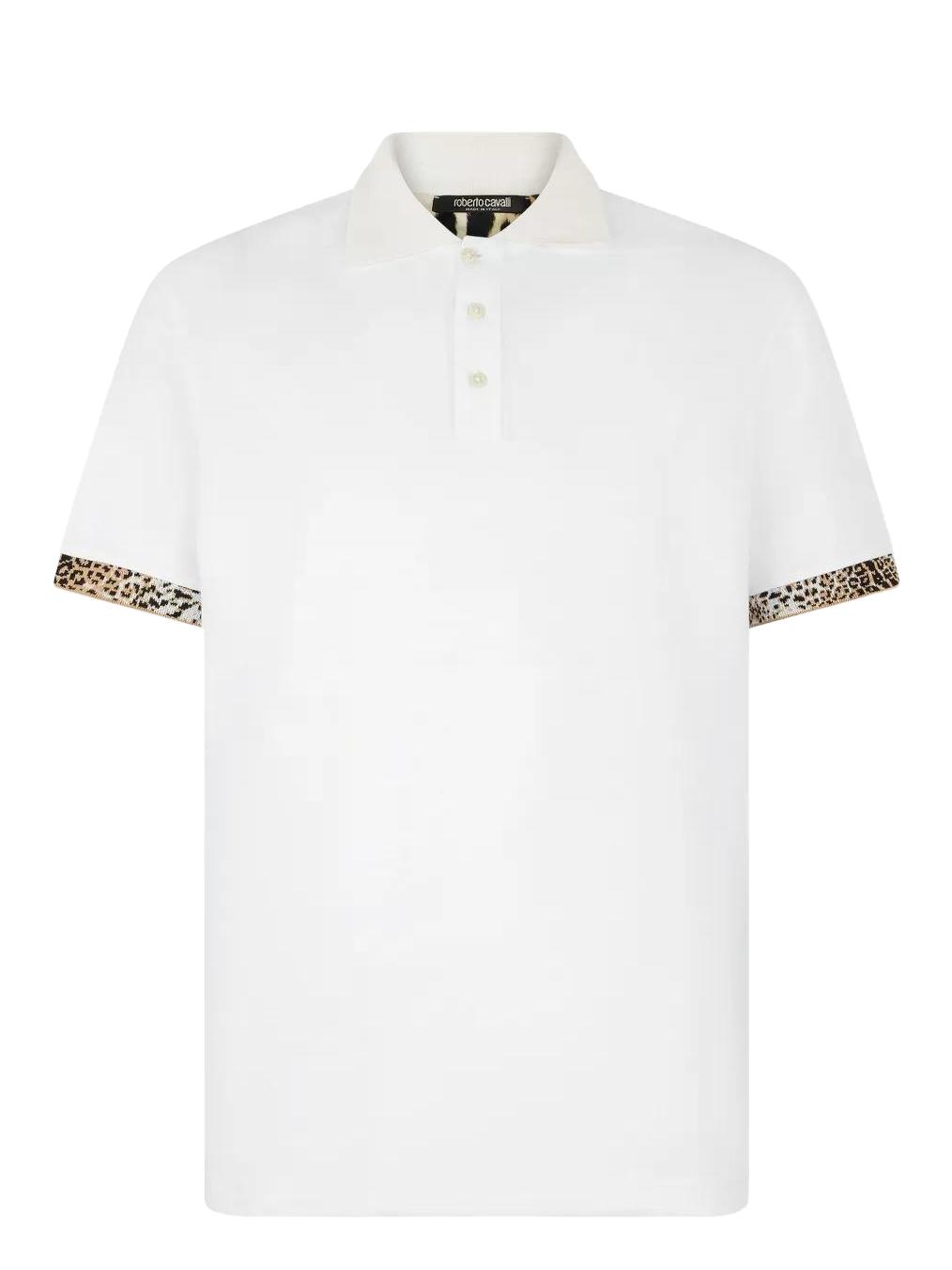 ROBERTO CAVALLI leopard-print cuff polo shirt