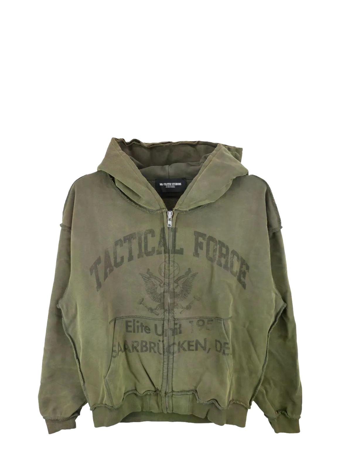 No/Faith Studios Zip-Up Graphic Hoodie In Green - 11% Off