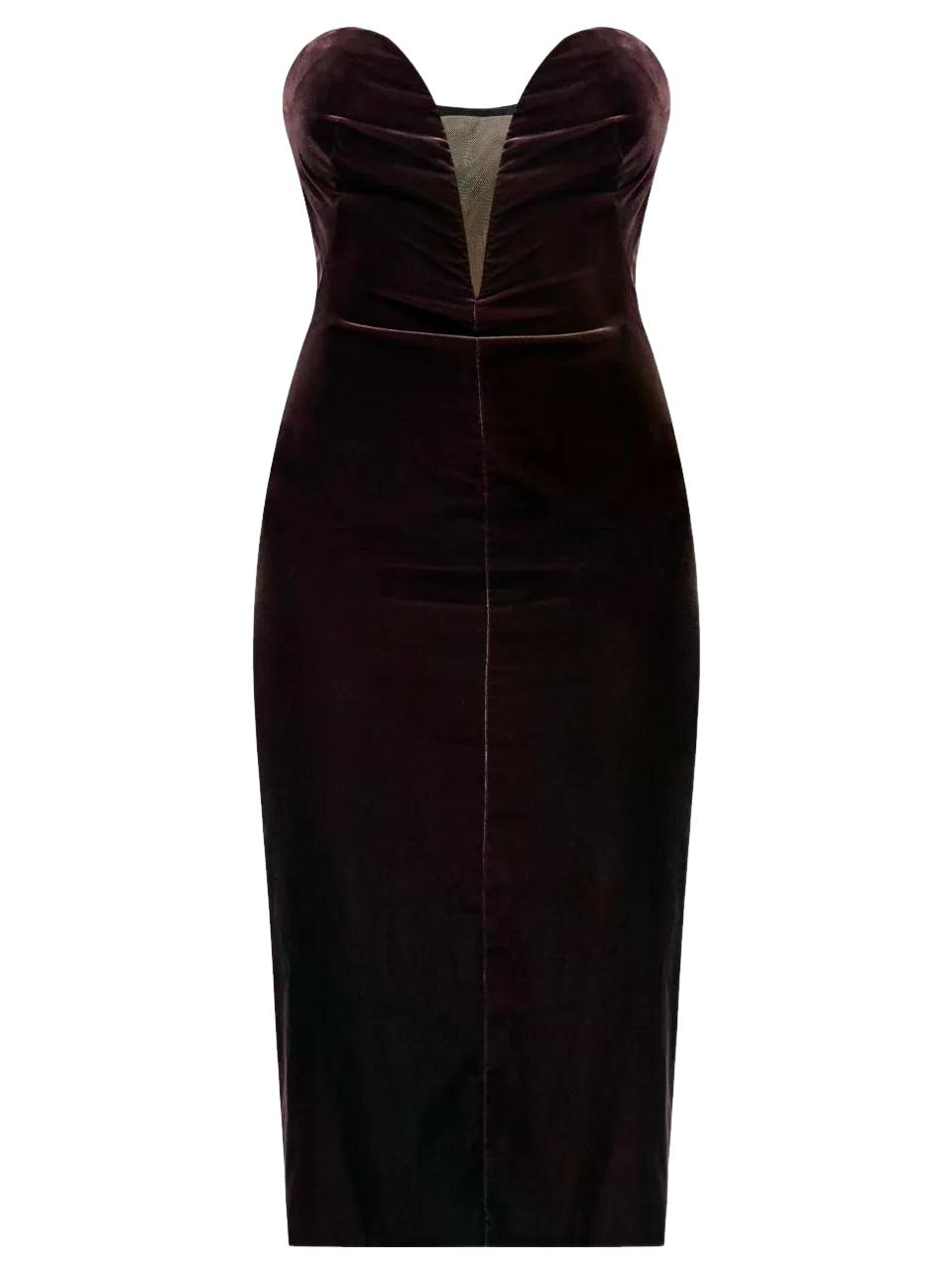 TOM FORD Sweetheart-Neckline Velvet Midi Dress