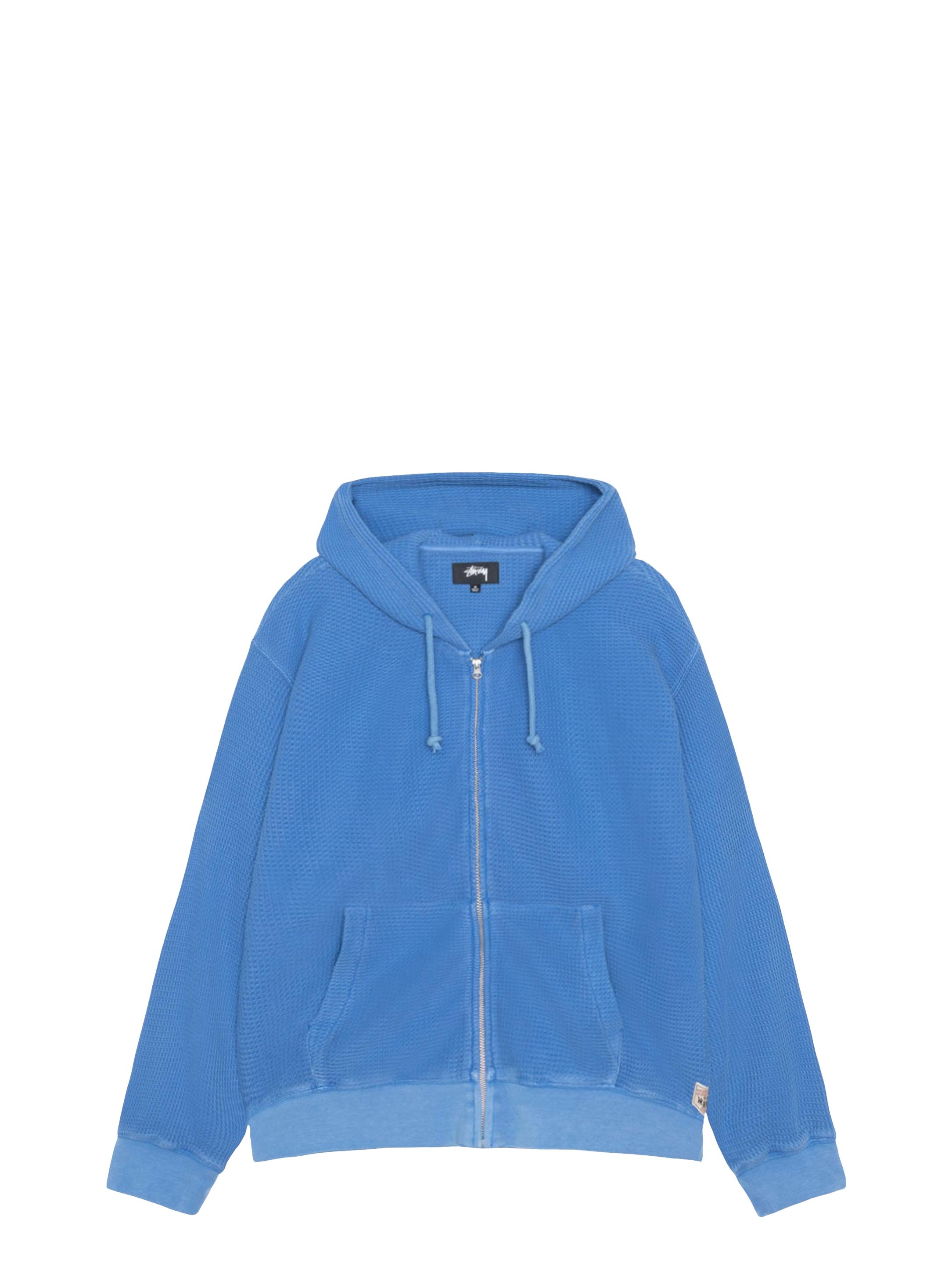 StüSsy Double Layer Waffle Zip Hoodie - Blue | Editorialist