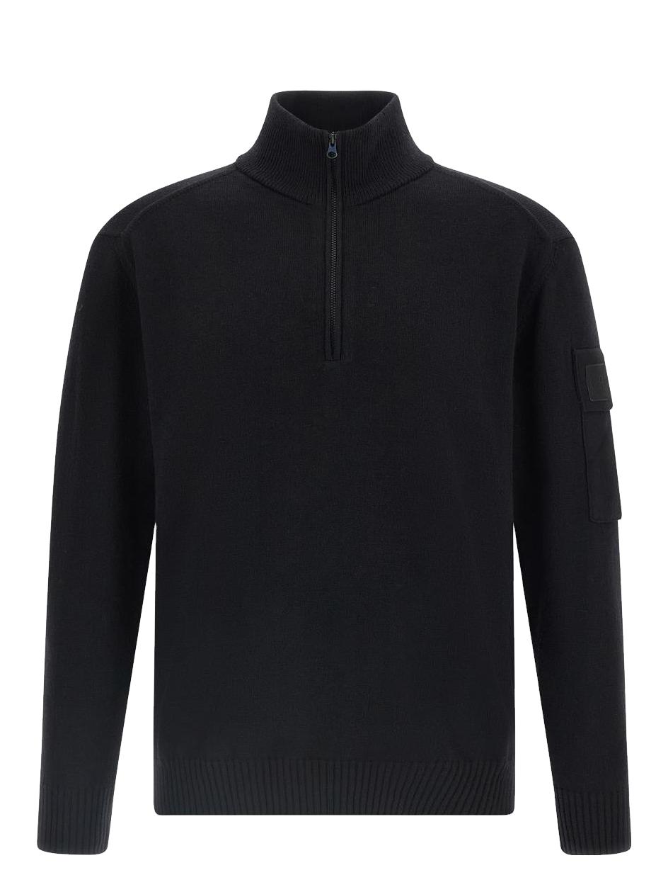 Cp company サイズ46 black タートルネック Buy C.P. COMPANY Half Zip Merino Wool Sweater - Black At 34% Off