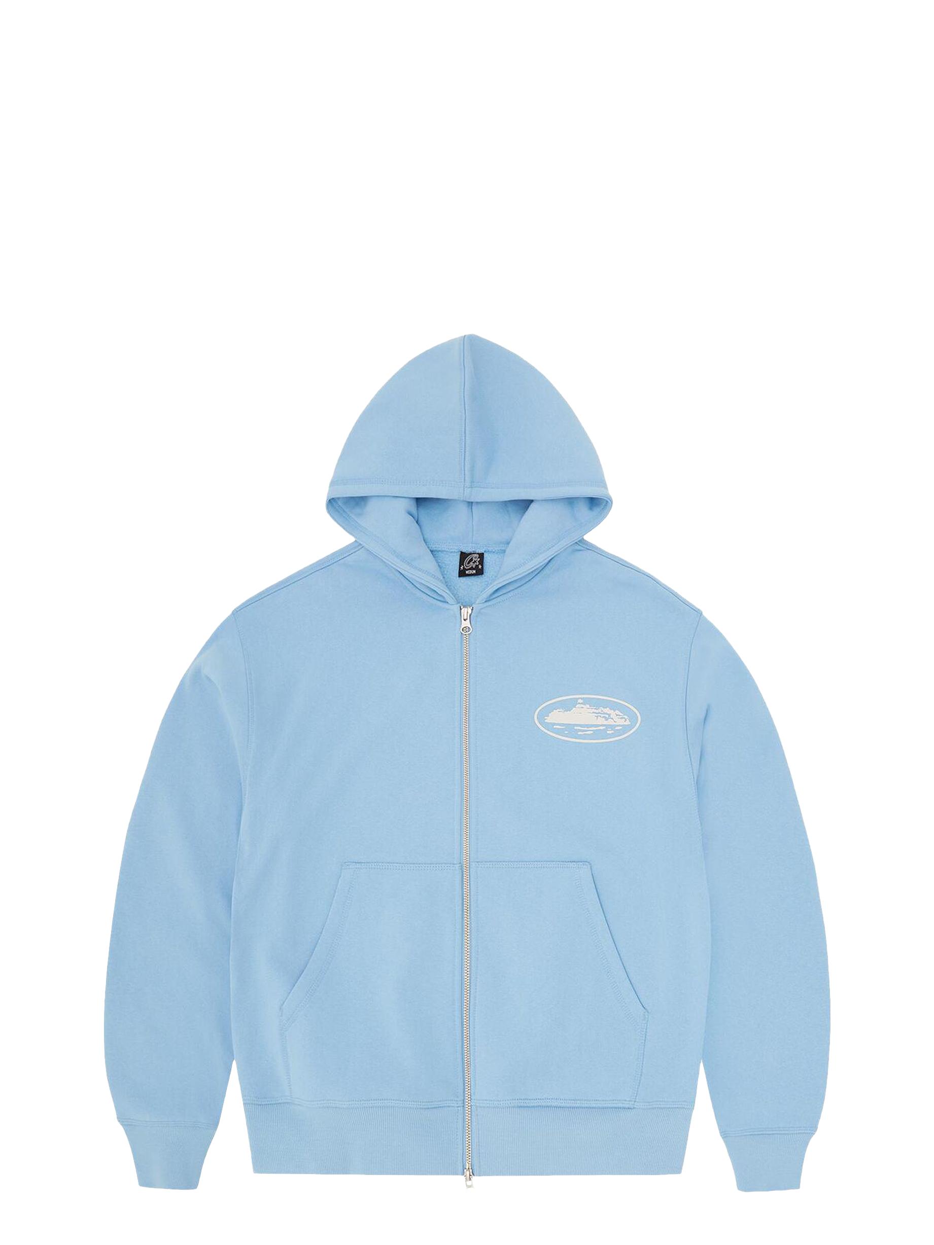Corteiz Island Puff Print Zip Hoodie - Blue | Editorialist