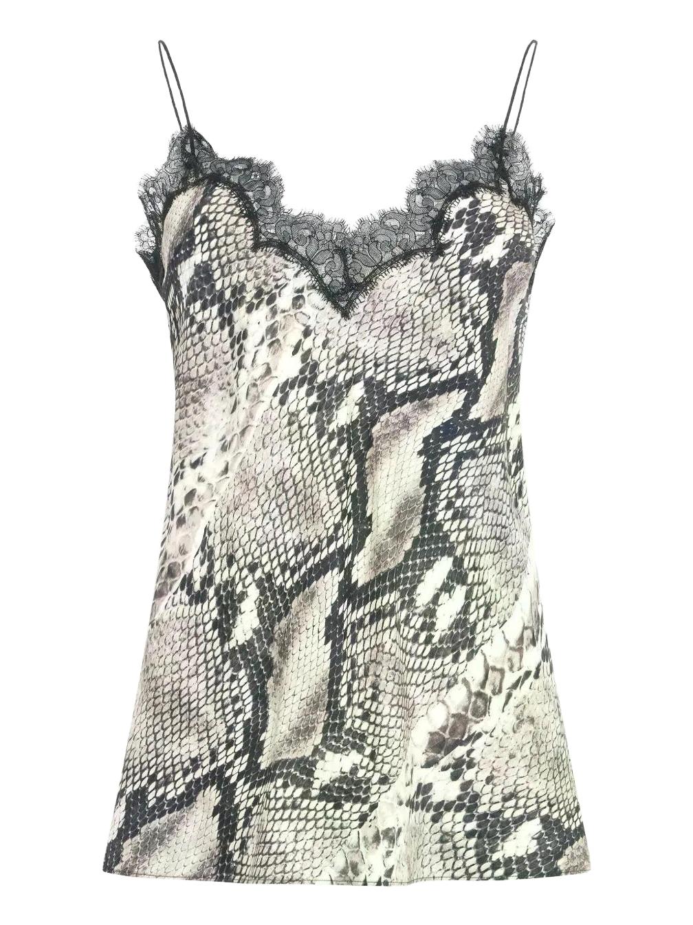ROBERTO CAVALLI Snake-Print Lace-Trimmed Top