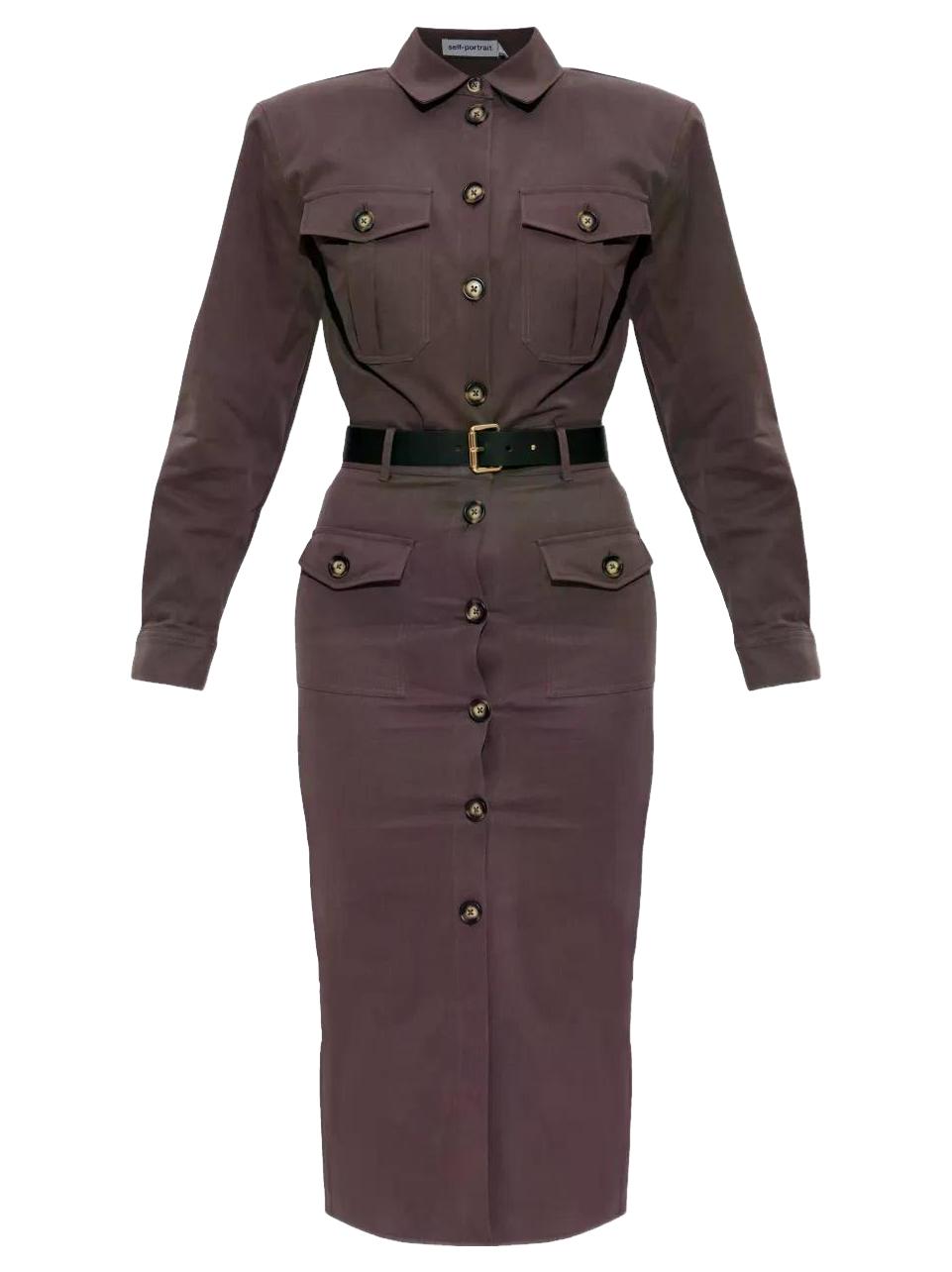 SELF-PORTRAIT Buttoned-Up Belted Dress