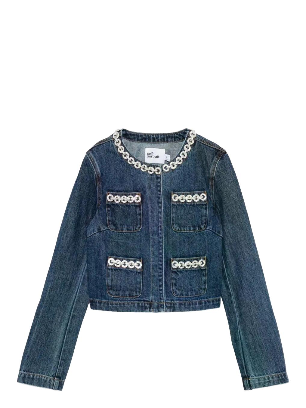 SELF-PORTRAIT Embellished Denim Jacket