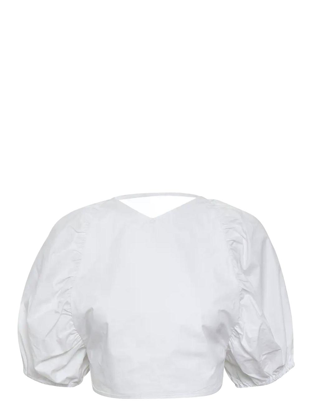GESTUZ Cotton Puff-Sleeve Lace-Up Top