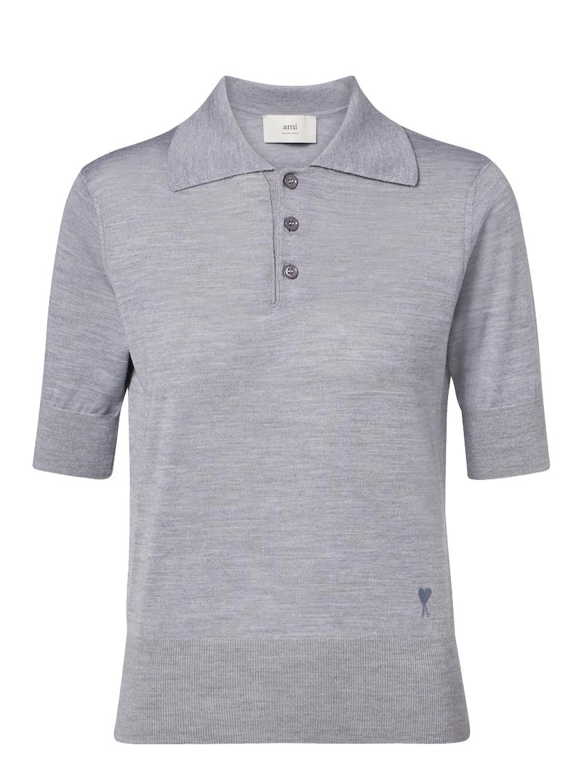 AMI Wool and Silk Polo Shirt