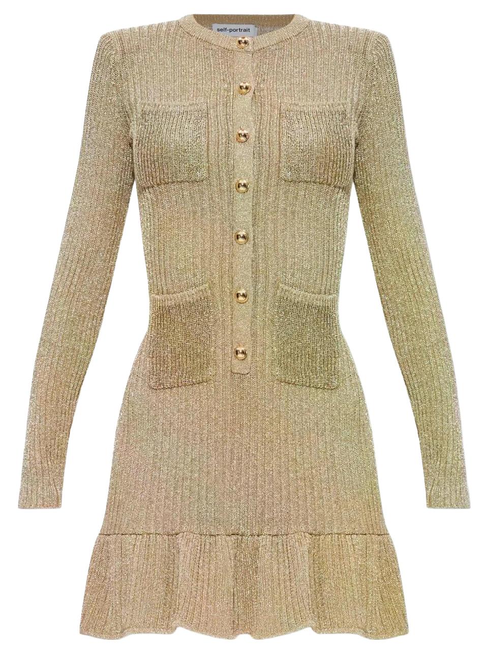self-portrait tweed long sleeve mini dress Check Boucle Long Sleeve Mini Dress self-portrait-US