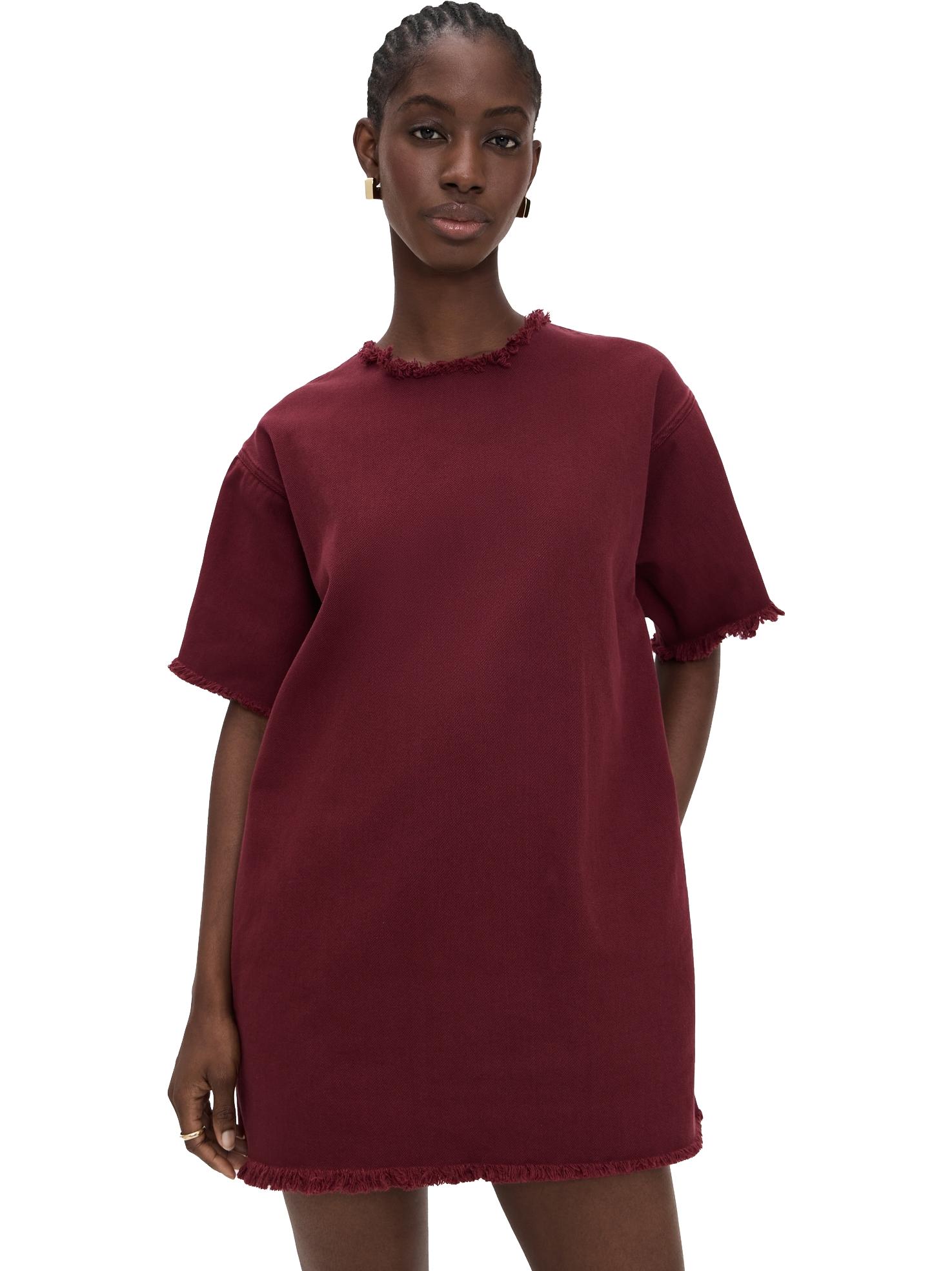 Marques' Almeida Drill Tee Dress In Burgundy - 75% Off | Editorialist