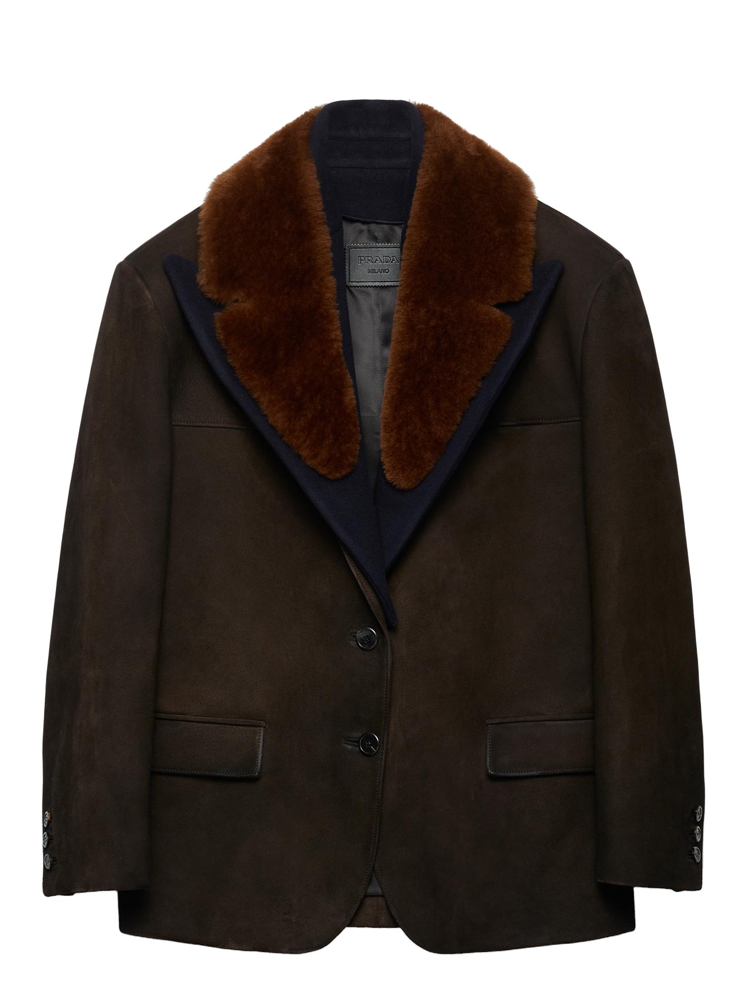 PRADA Suede and Shearling Caban Jacket