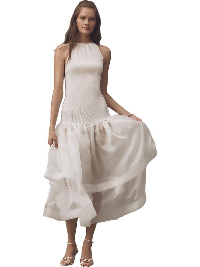 L'Idee Carrie Halter Drop-Waist Tiered Maxi Dress - Ivory - 56% Off | Editorialist L'Idee Carrie Halter Drop-Waist Tiered Maxi Dress - Ivory - 56% Off | Editorialist