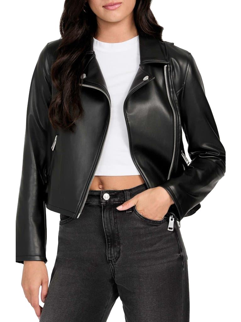 GUESS Faux Leather Moto Jacket