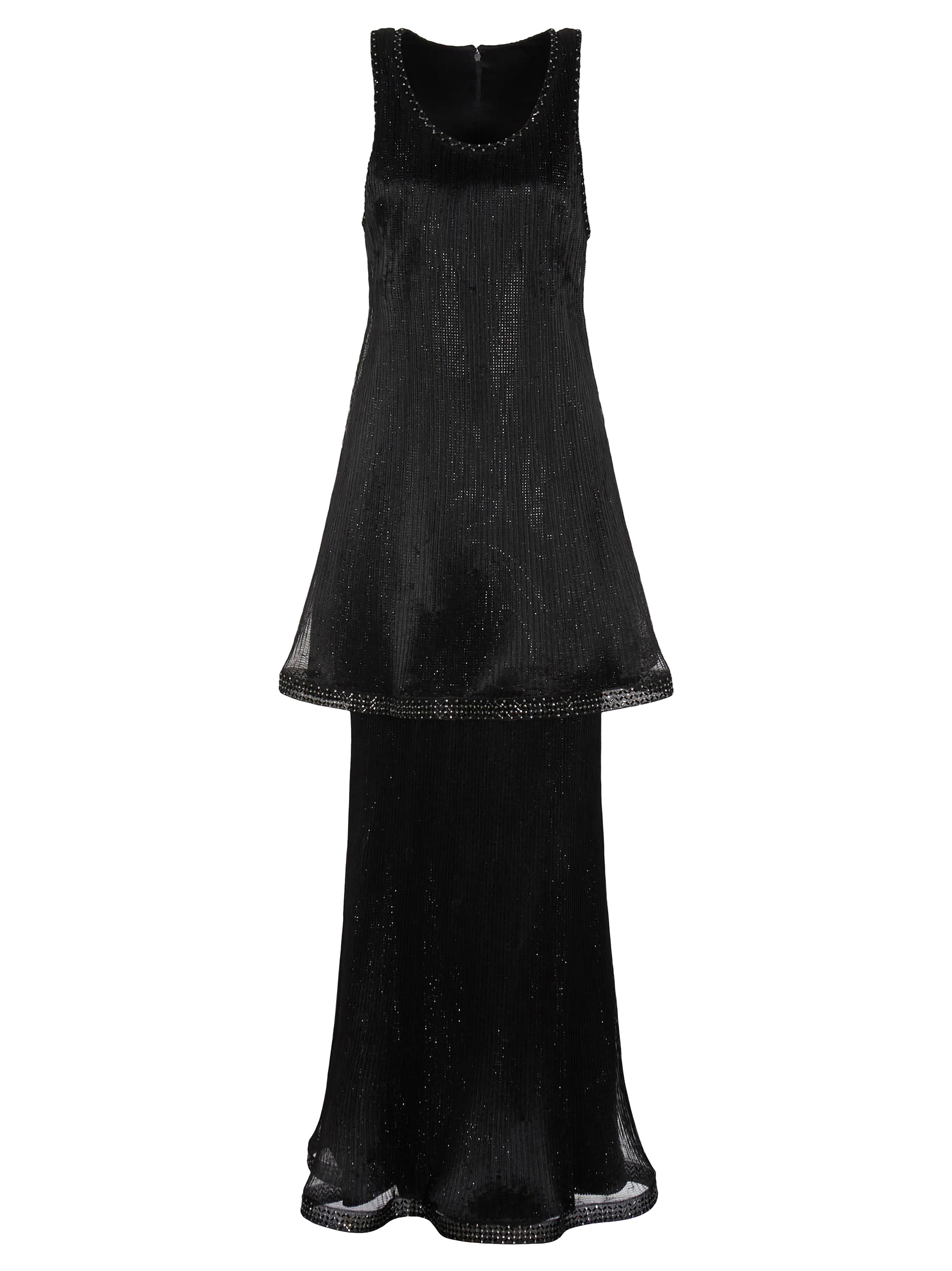 GIORGIO ARMANI Pleated Tulle Dress with Crystal Embroidery and Frill
