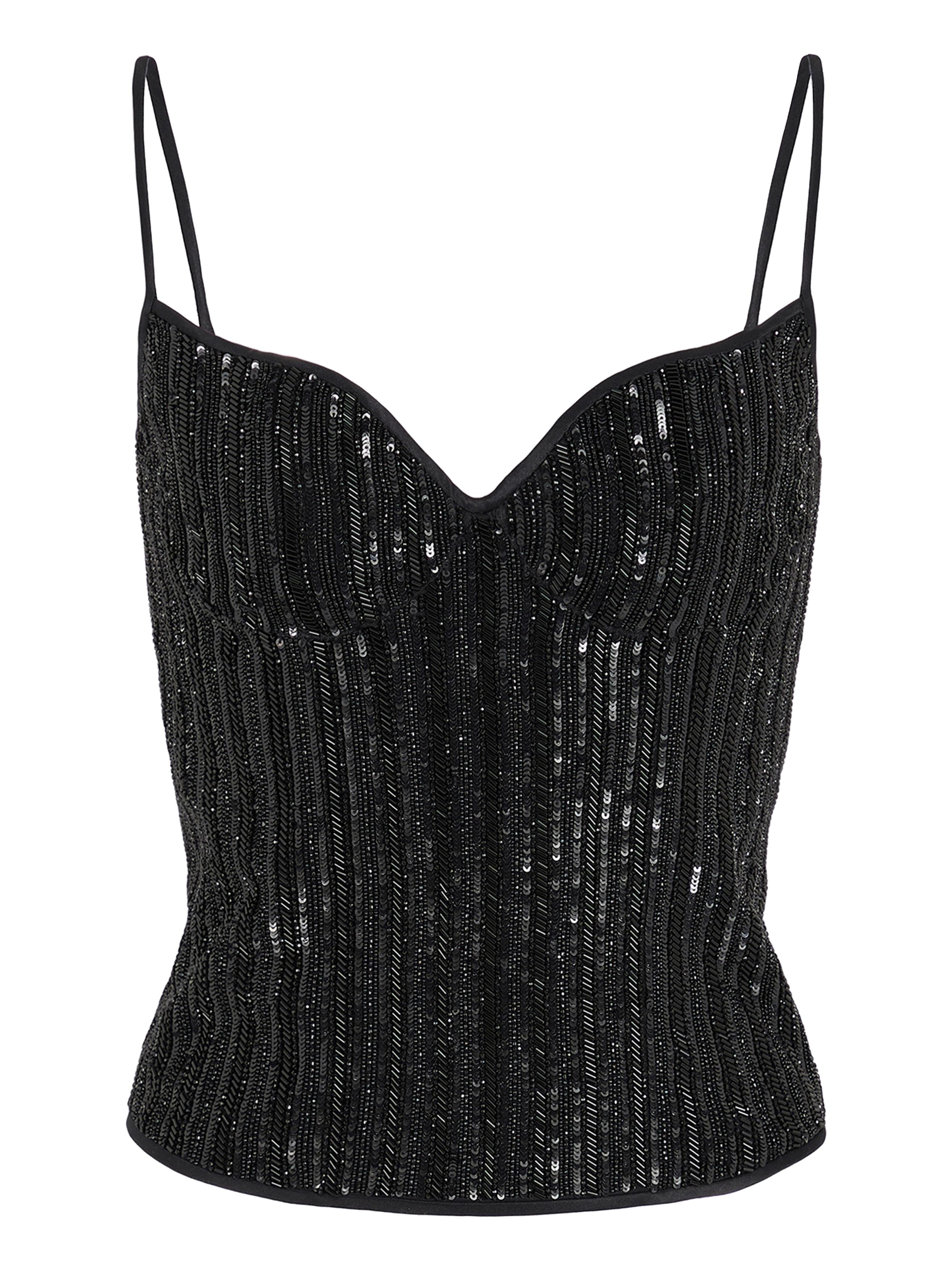 GIORGIO ARMANI Bustier Top with Pinstripe Embroidery