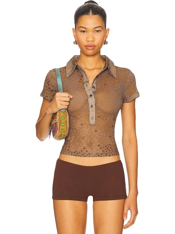 SIEDRES SIEDRES Printed Georgette Polo Top