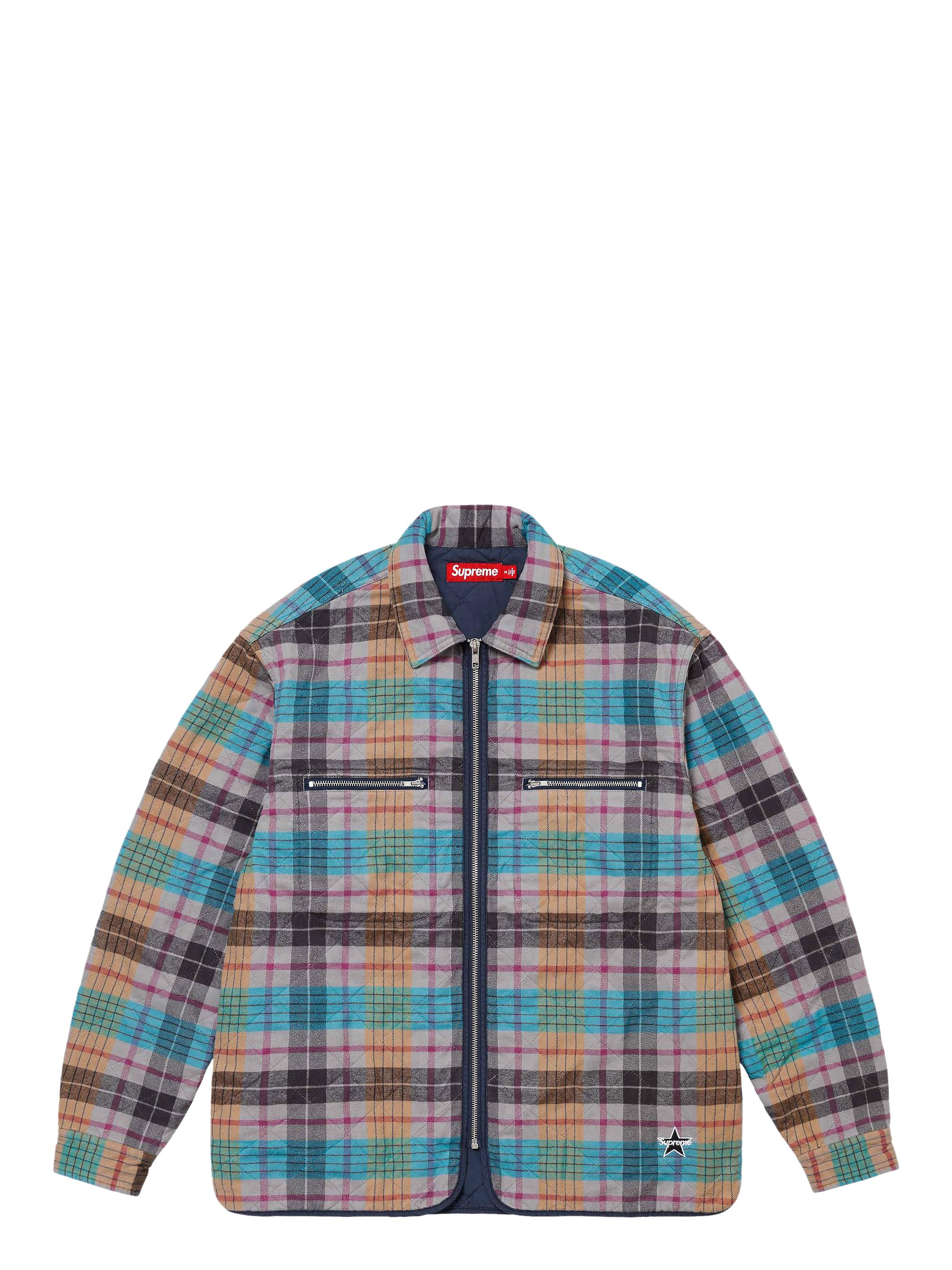 Supreme Studded Shadow Plaid Zip Up Shirt - Green | Editorialist