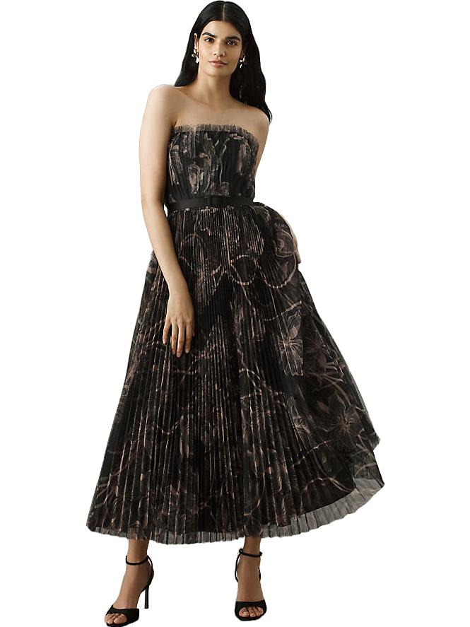navy blue dress for baby girl Hutch Bromley Strapless Pleated Tulle Gown