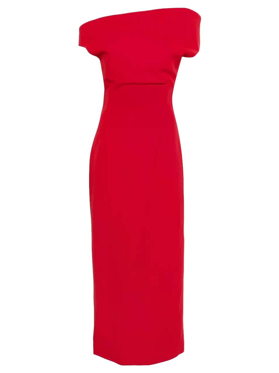 Magda Butrym Off-Shoulder Midi Dress - Red Magda Butrym Off-Shoulder Midi Dress - Red