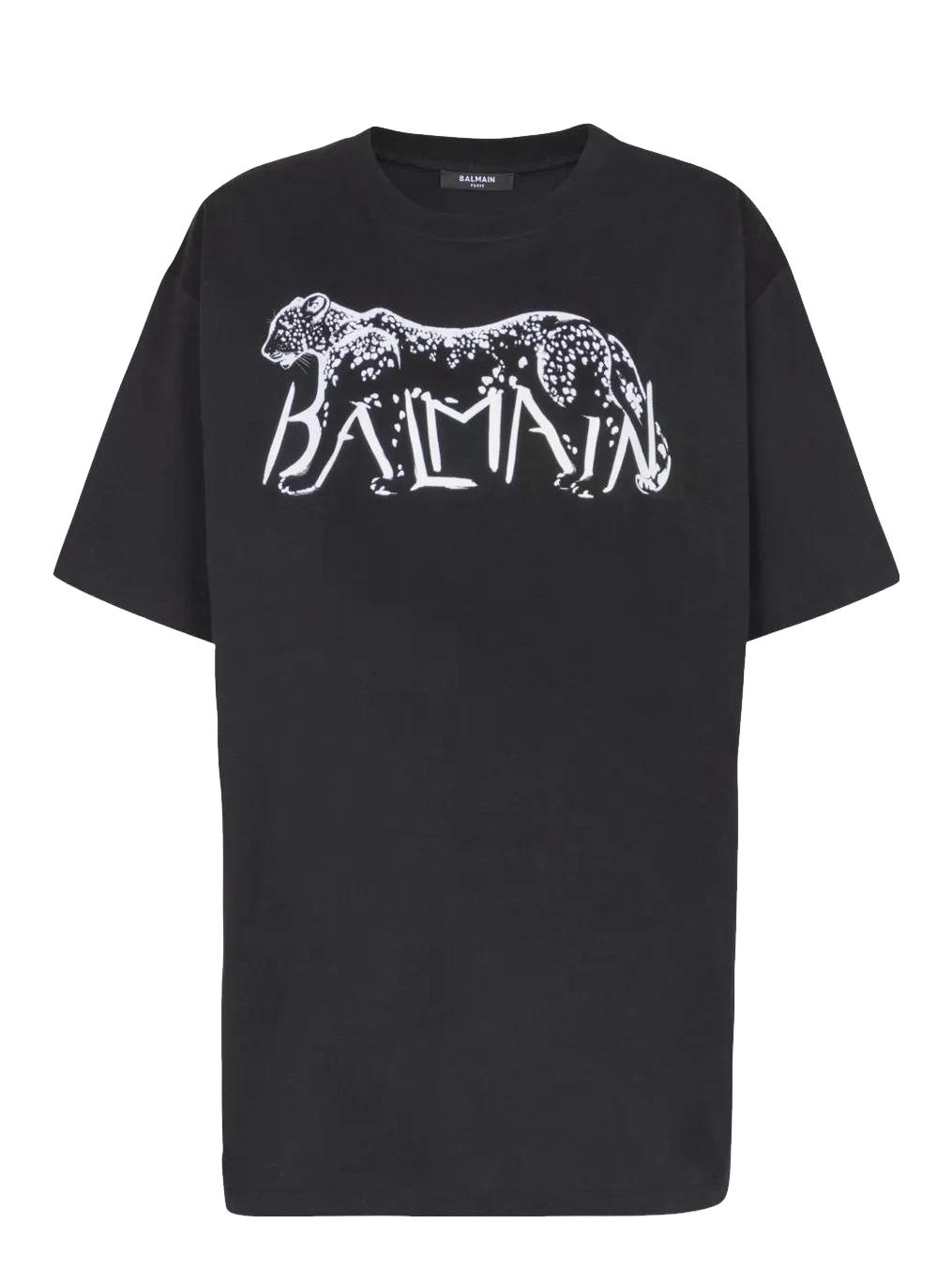 BALMAIN Leopard-Print Graphic T-Shirt