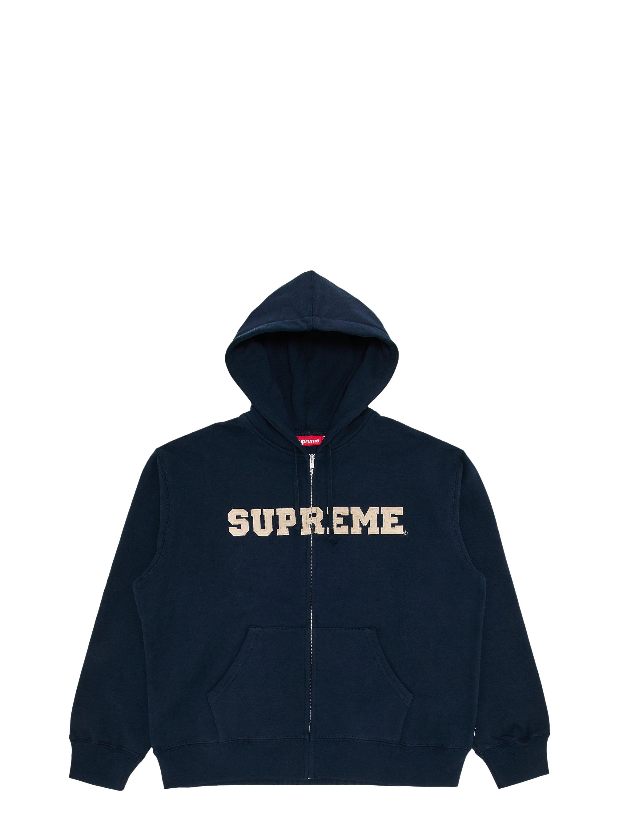 Supreme Collegiate Appliqué Zip Up Hooded Sweatshirt - Blue