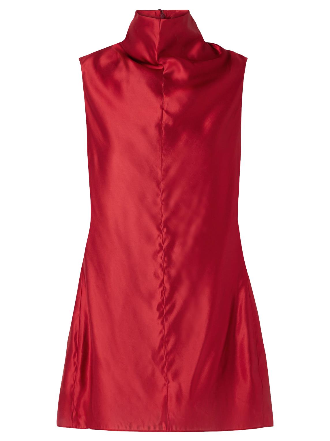 KHAITE Daria Satin-Crepe Turtleneck Mini Dress