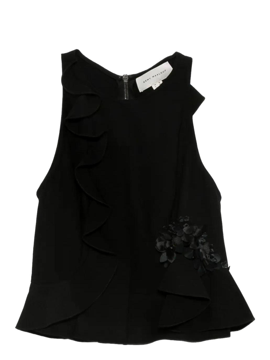 GEMY MAALOUF Ruffled Floral-Embellished Top