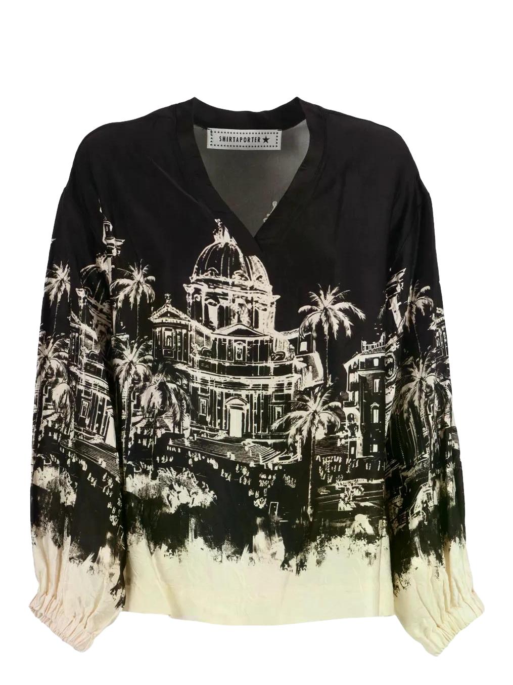 SHIRTAPORTER SHIRTAPORTER Viscose V-Neck Long Sleeve Top
