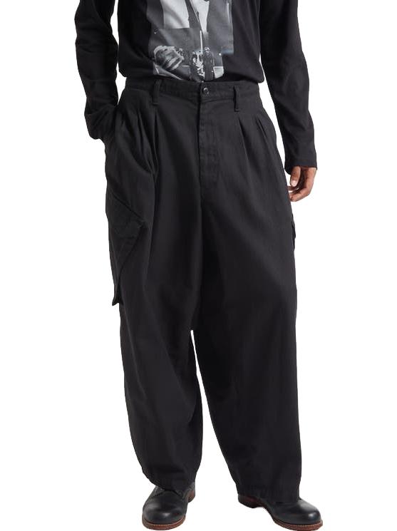 YOHJI YAMAMOTO 12-Tuck Cotton Herringbone Cargo Pants