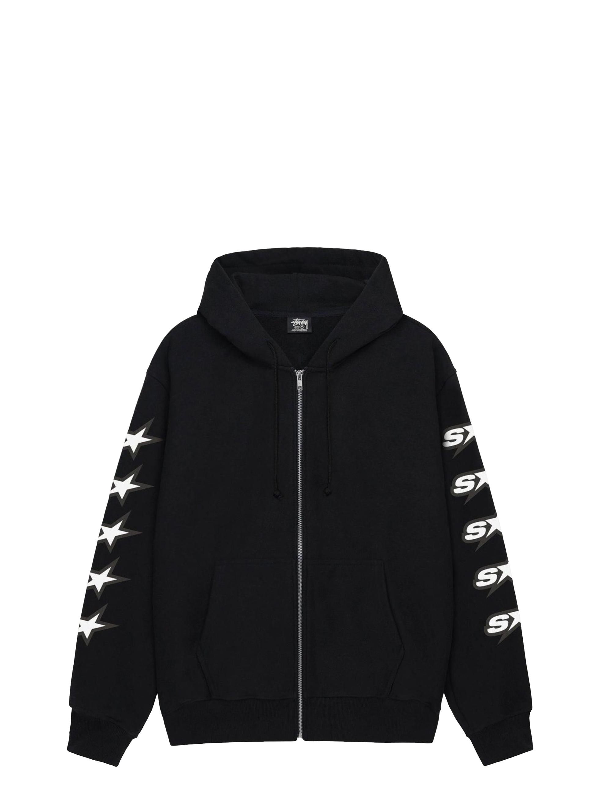 StüSsy Vertical Quilted Zip Hoodie - Black | Editorialist
