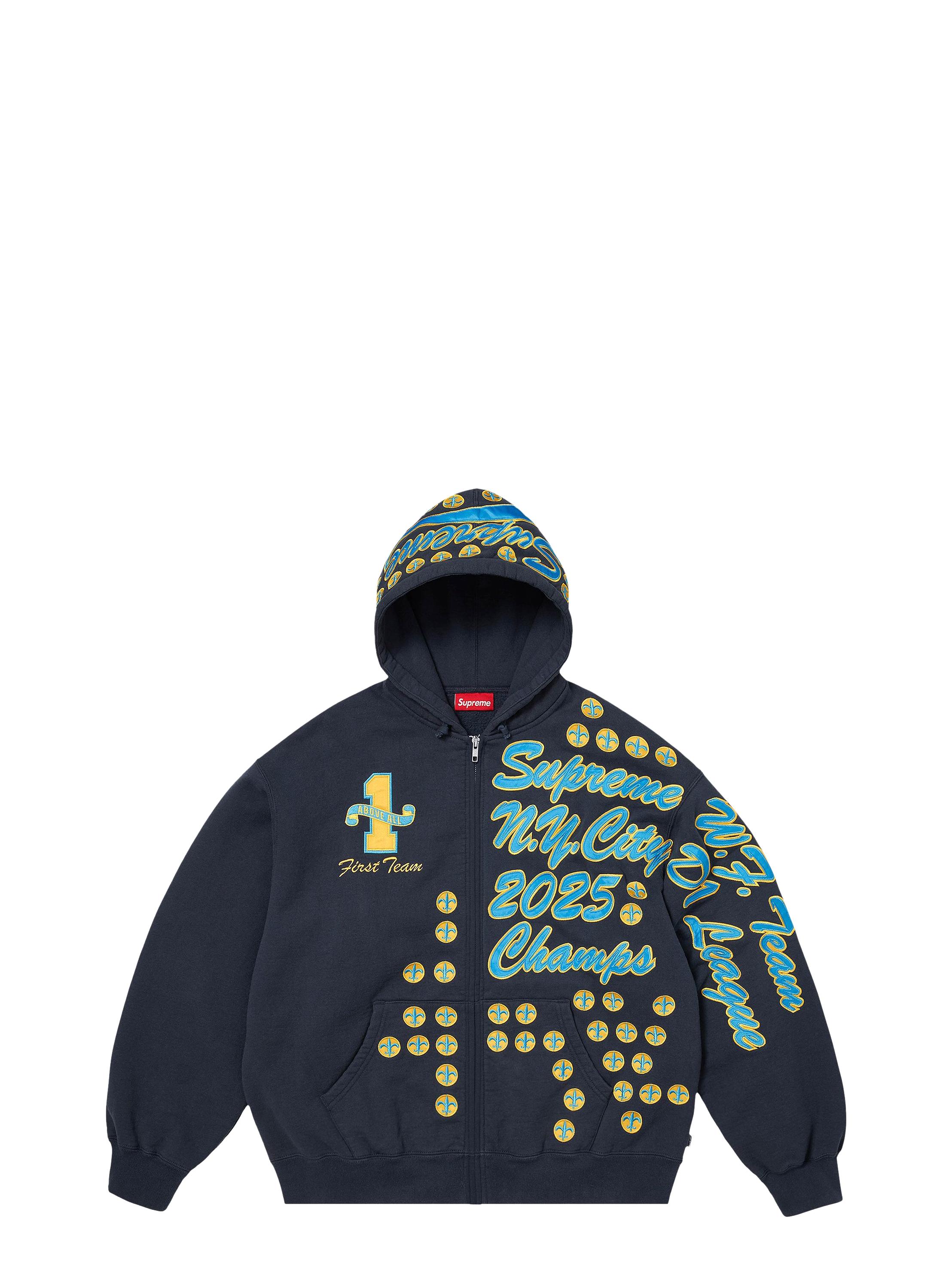 Supreme League Champs Zip Up Hooded Sweatshirt - Blue | Editorialist
