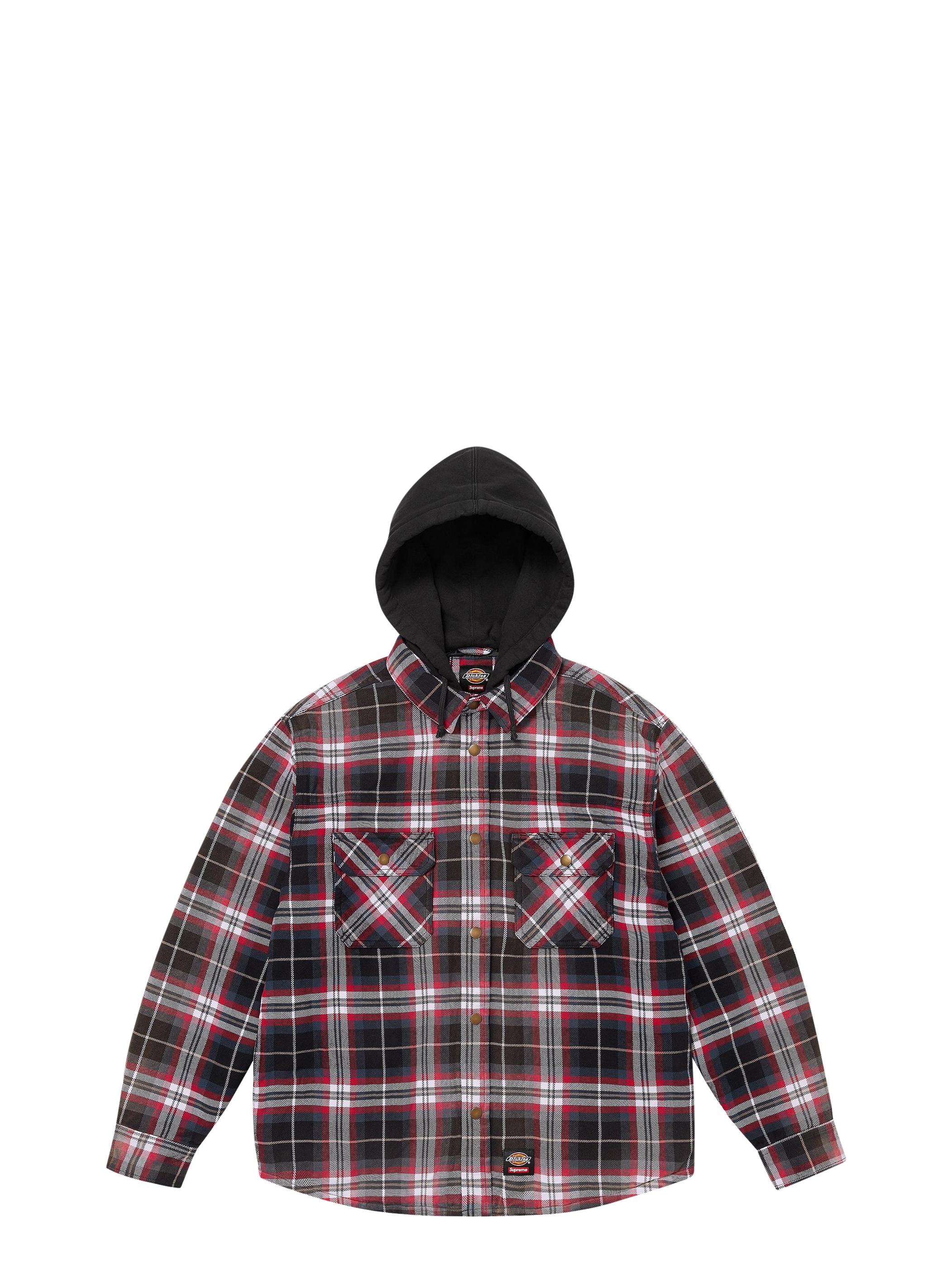 Supreme X Dickies Lined Zip Up Hooded Flannel Shirt - Black