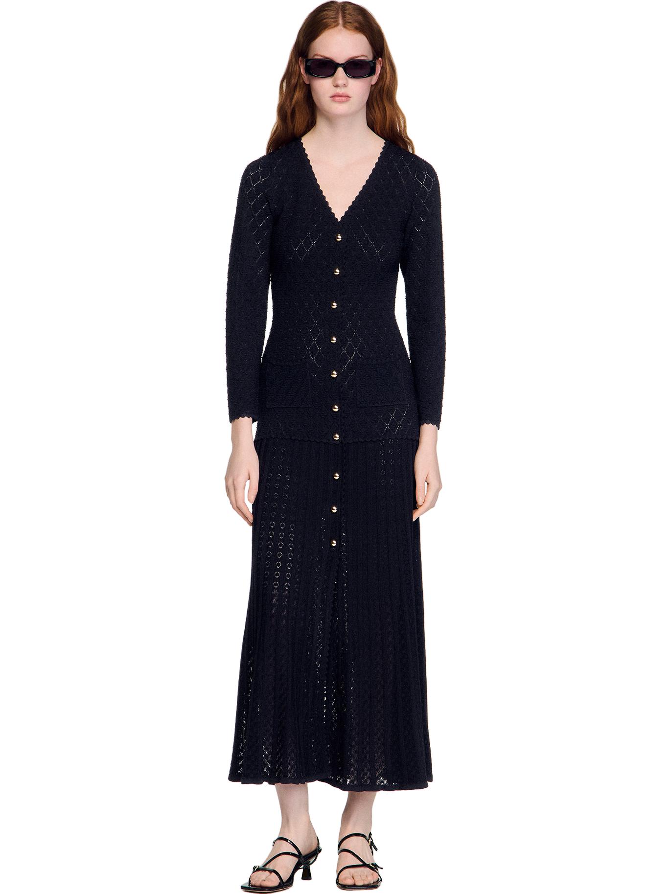 Sandro Alexandrine Knit Midi Dress In Deep Blue - 40% Off | Editorialist Sandro Alexandrine Knit Midi Dress In Deep Blue - 40% Off | Editorialist