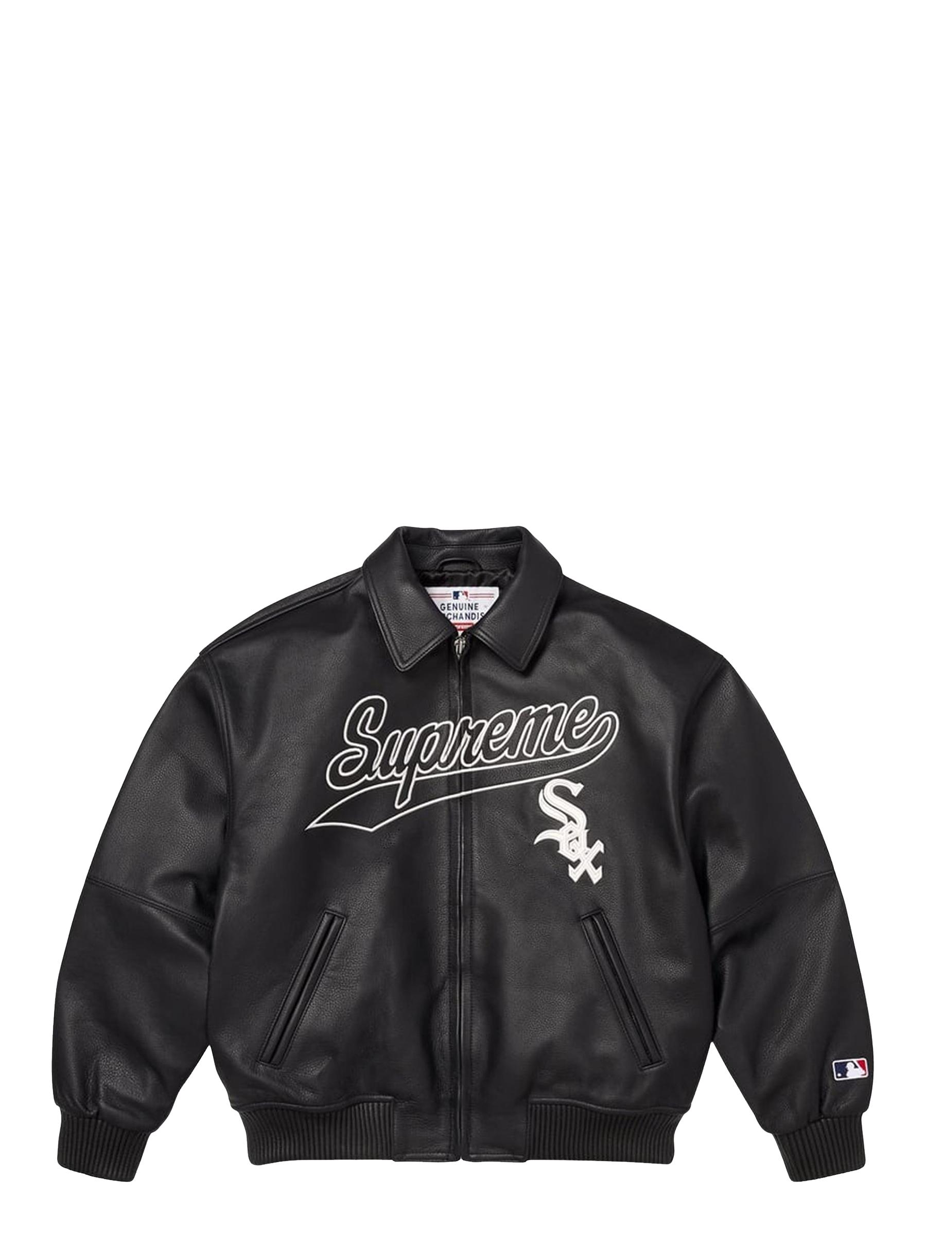 Supreme Woven Leather Varsity Jacket - Black | Editorialist