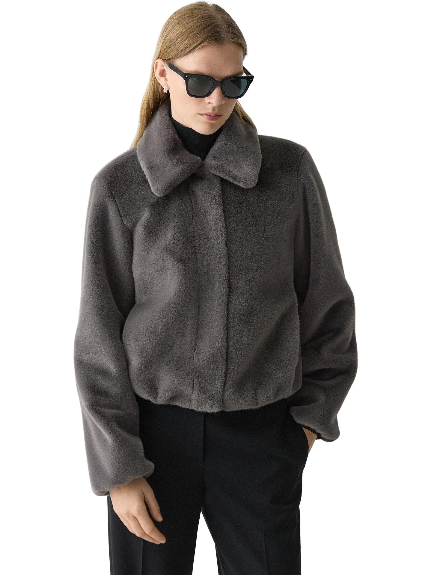 Theory Collared Faux Fur Jacket - Grey - 40% Off | Editorialist