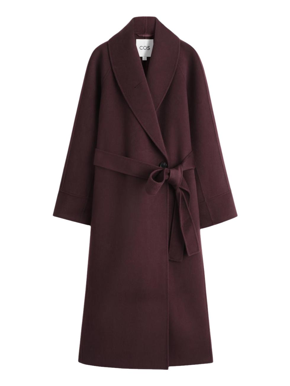 Cos Belted Double-Faced Wool Long Coat In Red - 40% Off | Editorialist