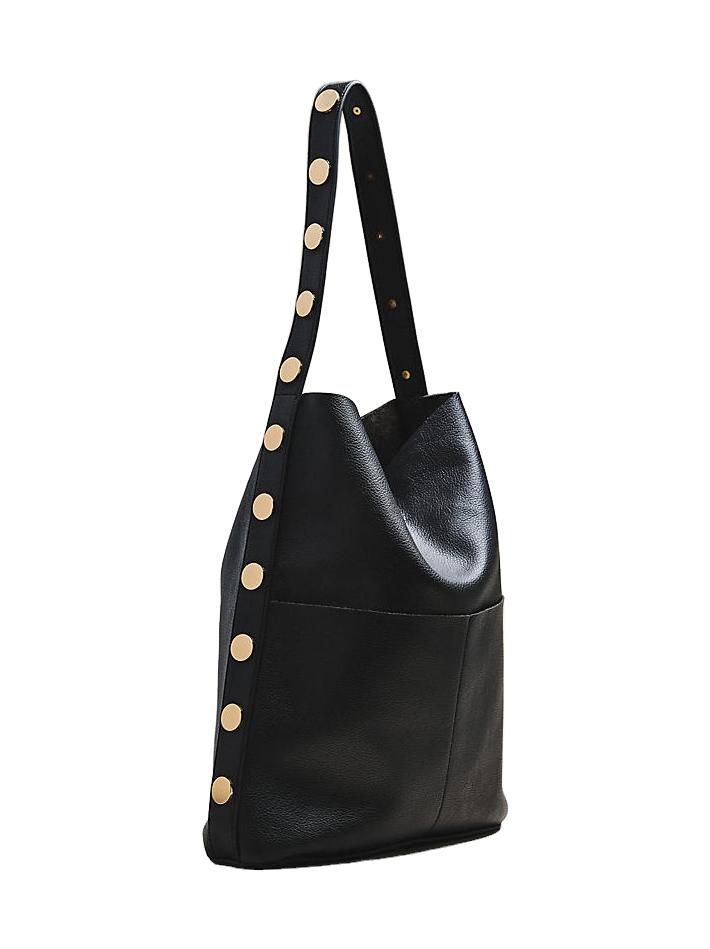Anthropologie Studded Vegan-Leather North-South Tote Bag In Black