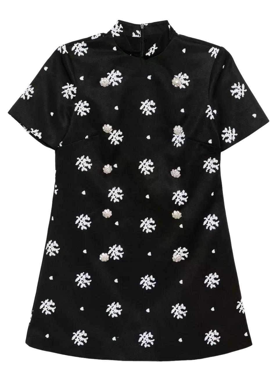 Versace Virtus Animalier Embroidered Mini Dress - Black | Editorialist Versace Virtus Animalier Embroidered Mini Dress - Black | Editorialist