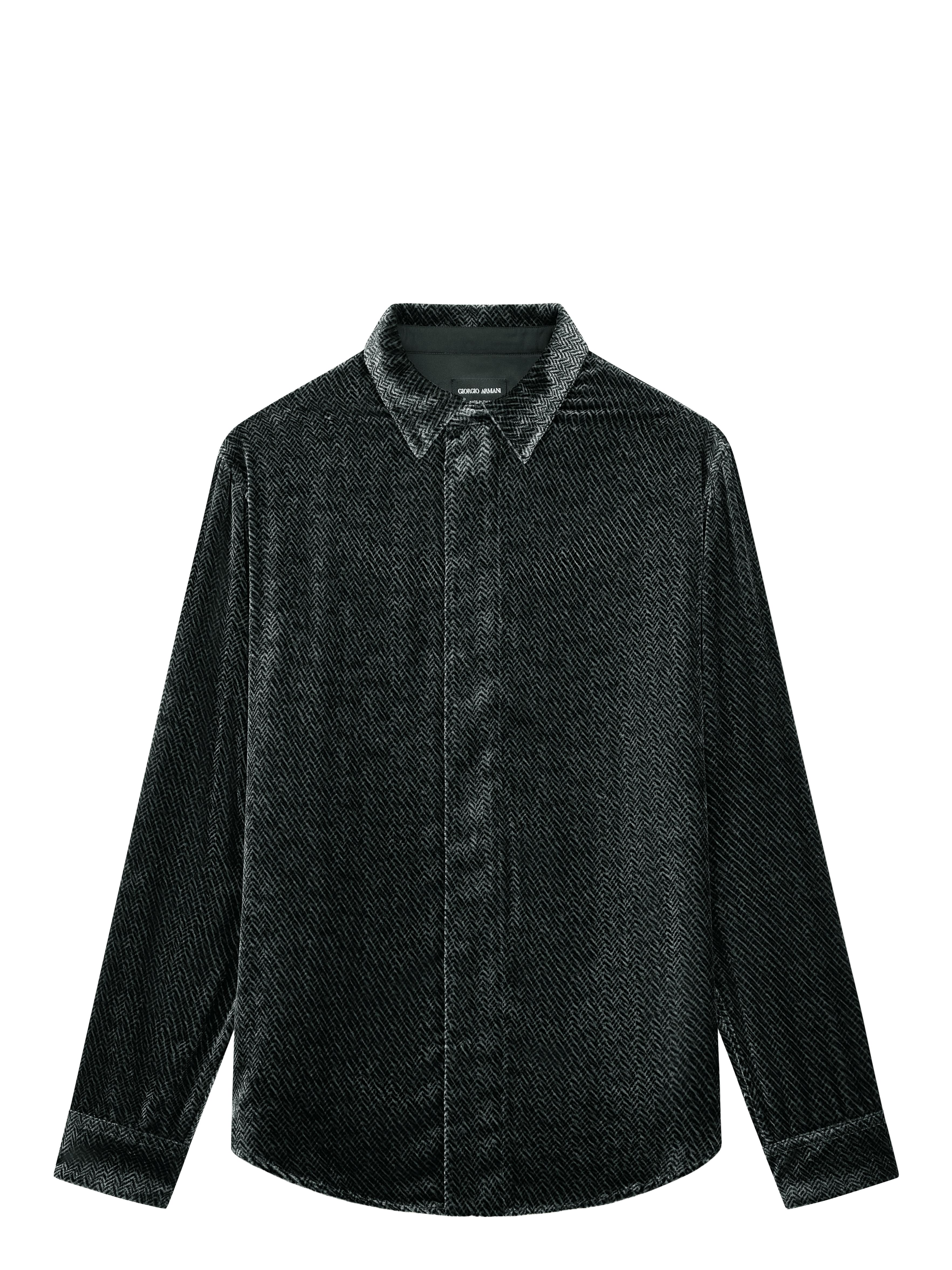Giorgio Armani Chevron Devoré Velvet Fashion Shirt - Natural