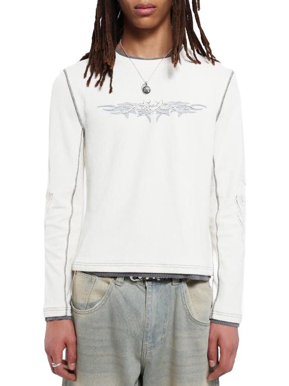 Jaded London Ines Waffle Long Sleeve - White | Editorialist