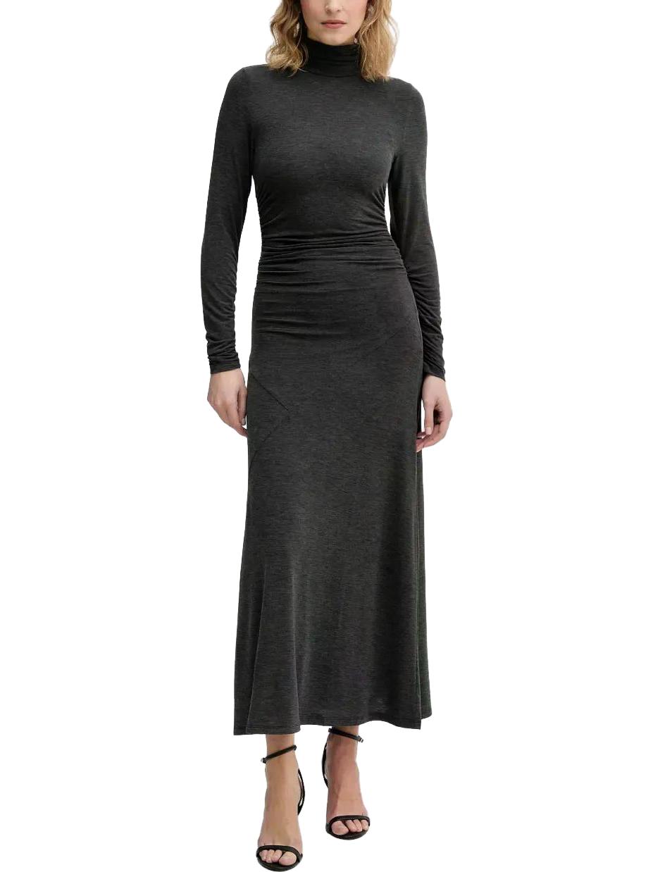 SISLEY Ruched Roll-Neck Midi Dress